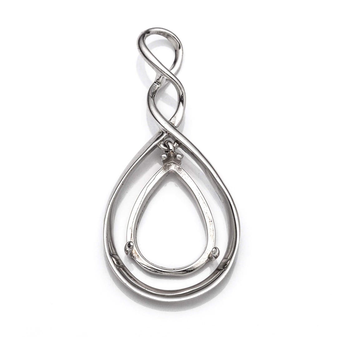 Pear Pendant Setting With Pear Shape Prongs Mounting in Sterling Silver ...