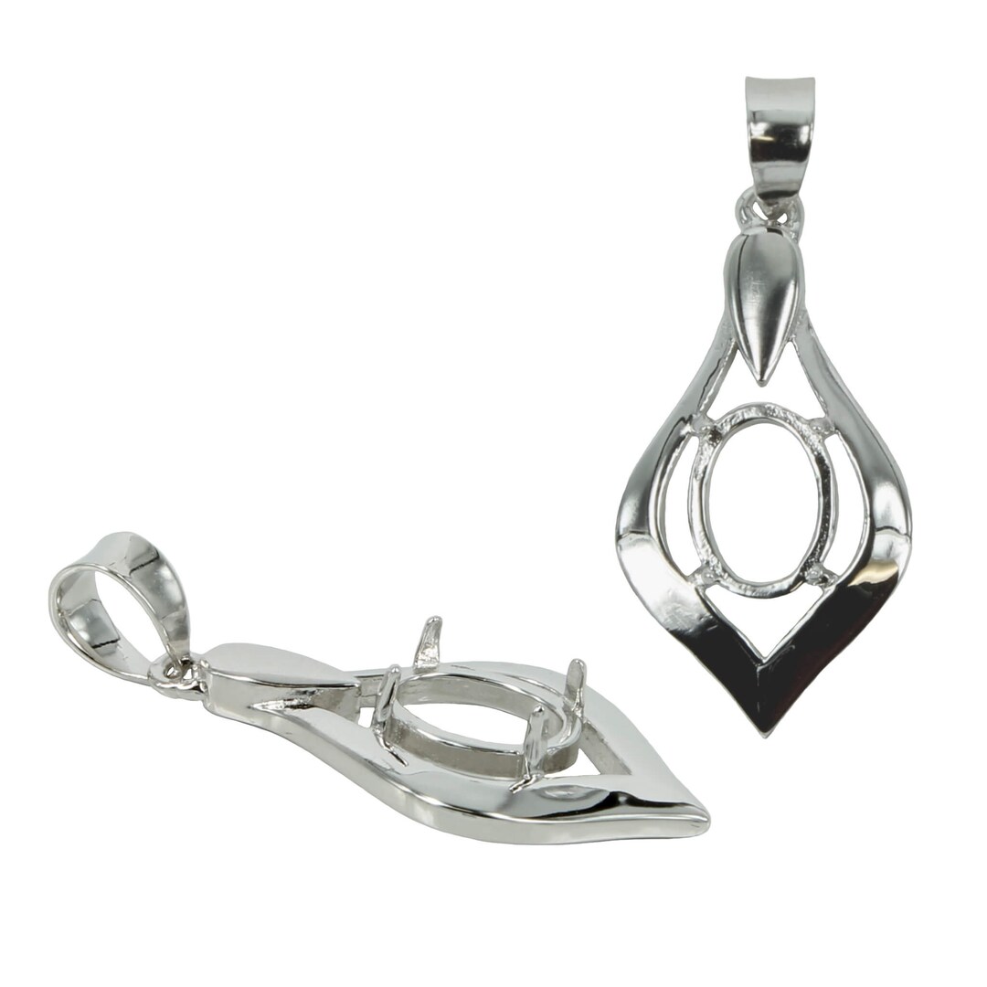 Decorated Oval Pendant Setting Oval Prongs Mounting Including Bail in ...
