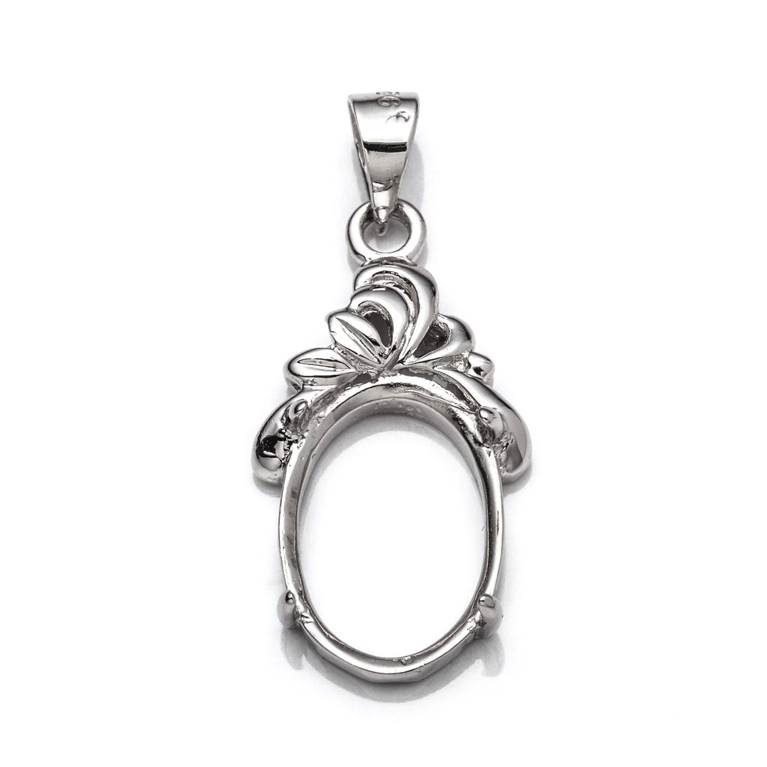 Oval Pendant Setting With Oval Prongs Mounting Including Bail in ...
