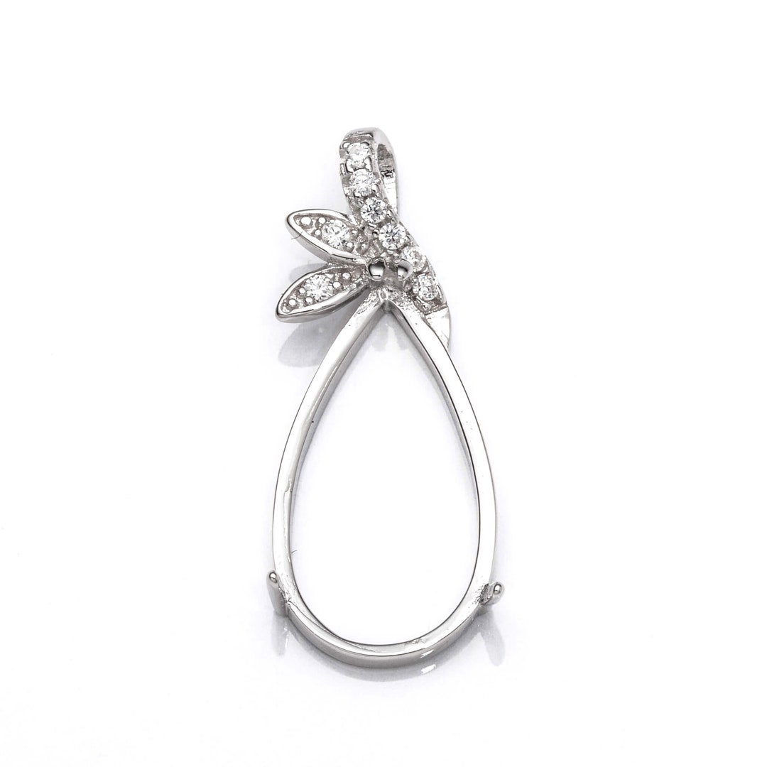 Pear Pendant Setting With Cz's and Pear Shape Prongs Mounting in ...