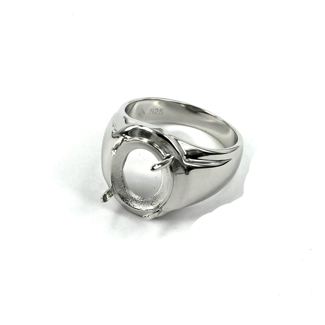 Tapered Ring Setting With Oval Prongs Mounting in Sterling Silver ...