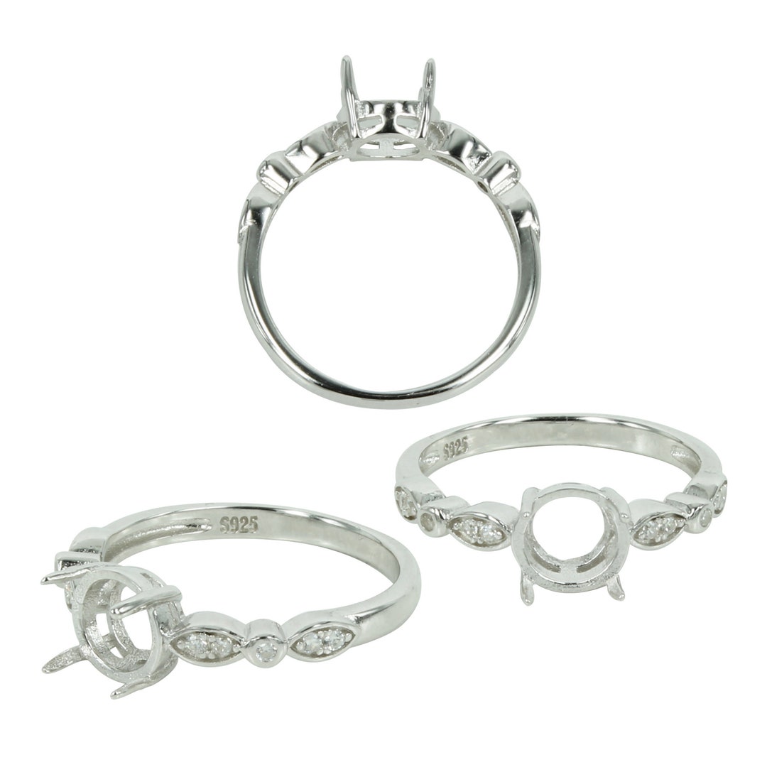 Cz's Segmented Ring Setting With Round Prongs Mounting in Sterling ...