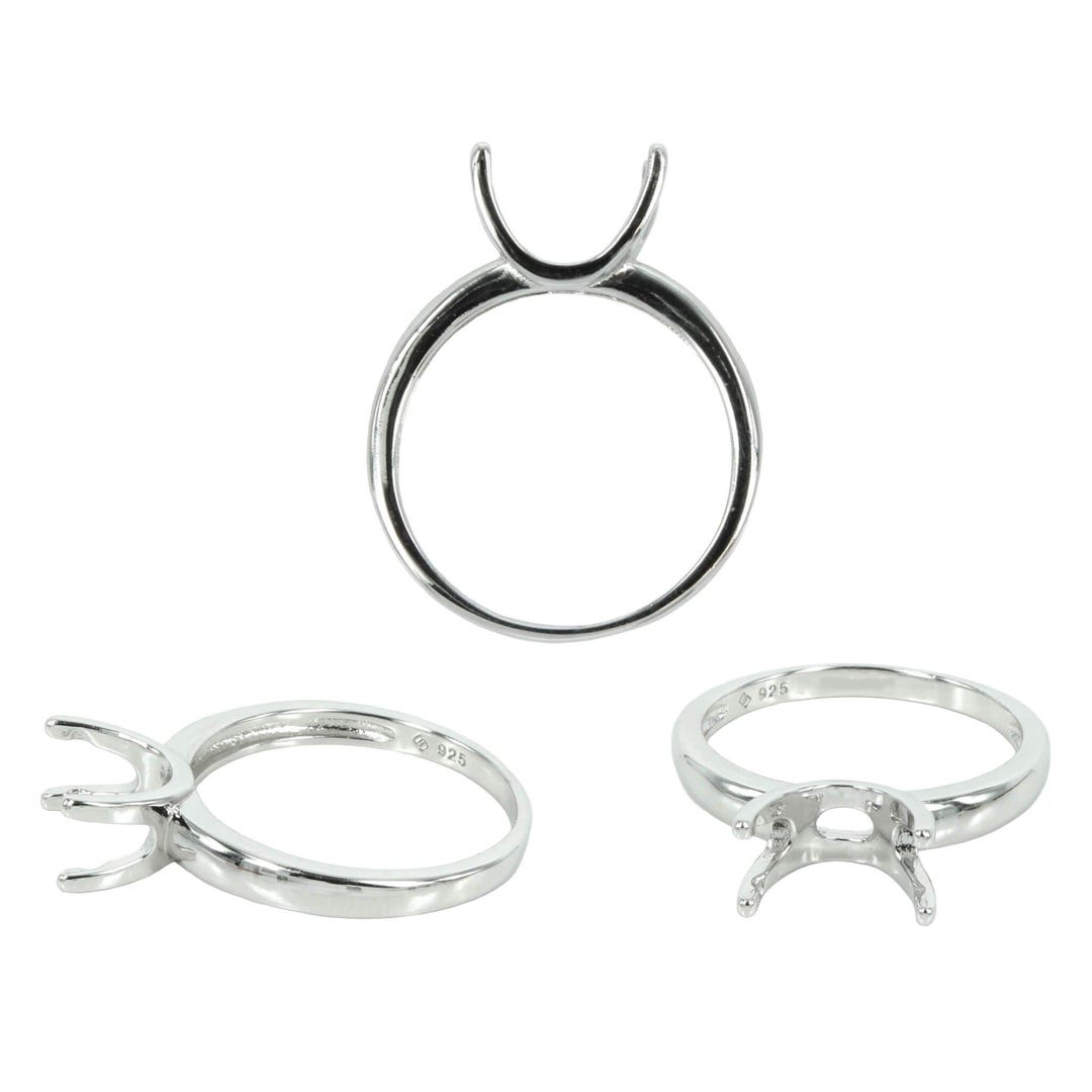 Parallel Ring Setting With U-basket Round Prongs Mounting in Sterling ...
