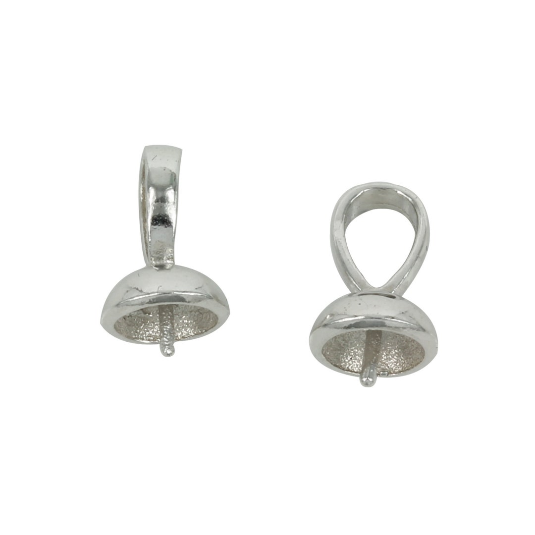 Dome Bail With Cup & Peg Pearl Mounting in Sterling Silver 7x11mm ...