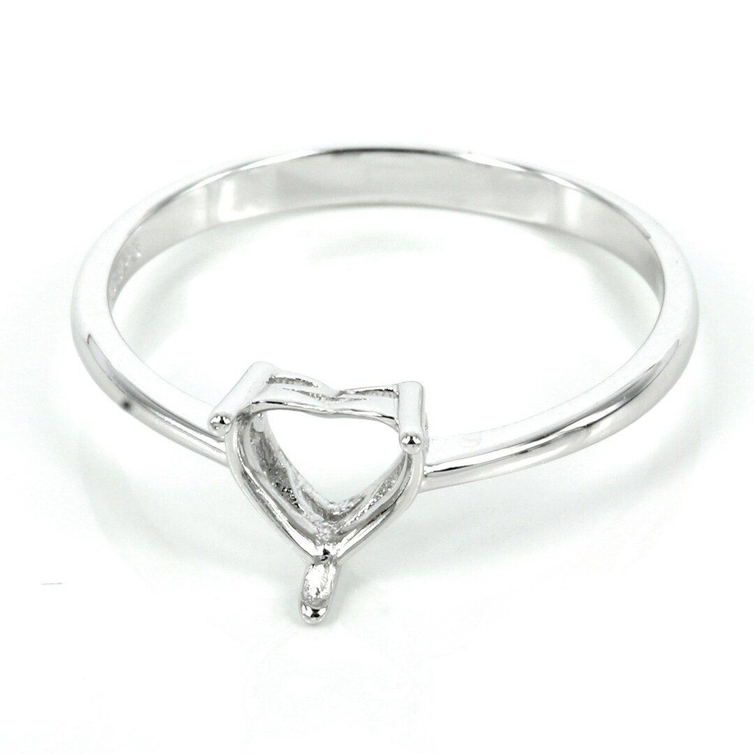 Heart-shaped Gallery Ring Setting With Heart Prongs Mounting in ...