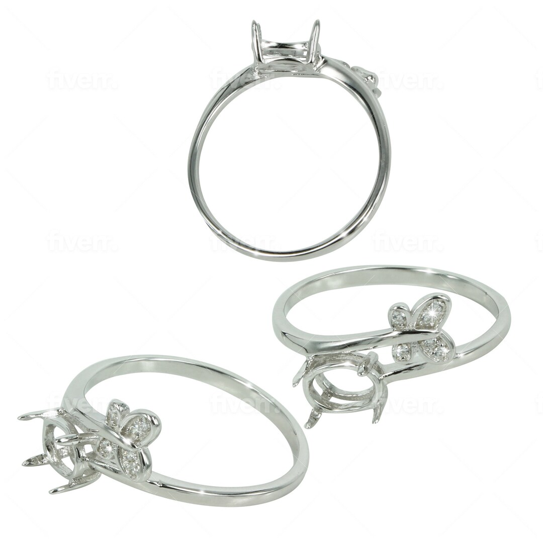 Crossover Butterfly Ring Setting With Oval Prongs Mounting in Sterling ...