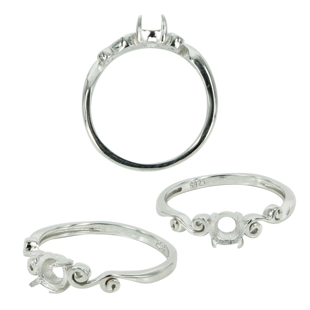 Scrolled Split Shank Ring Setting With Round Prongs Mounting in ...