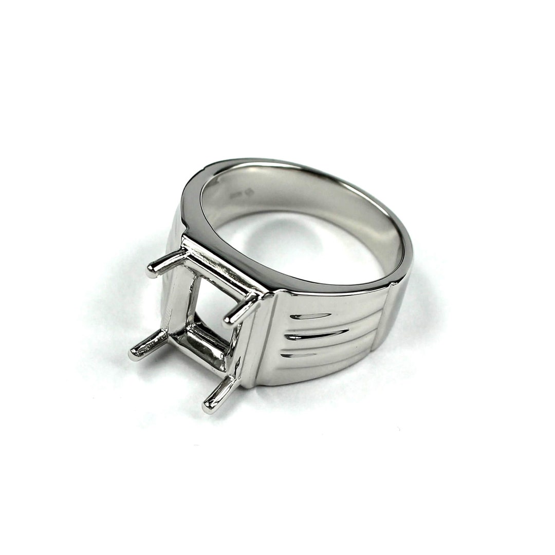 Ring Setting With Rectangular Prongs Mounting in Sterling Silver ...