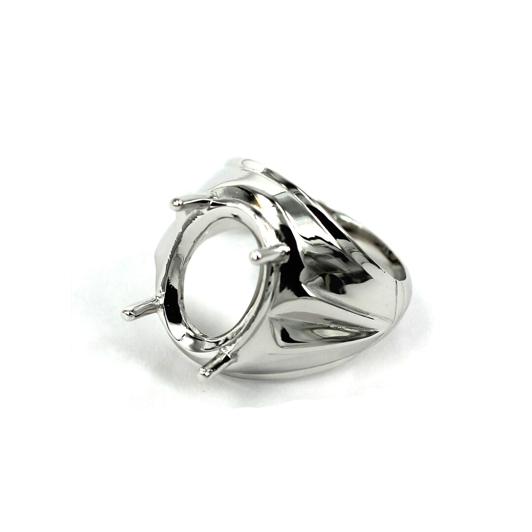 Tapered Ring Setting With Oval Prongs Mounting in Sterling Silver ...