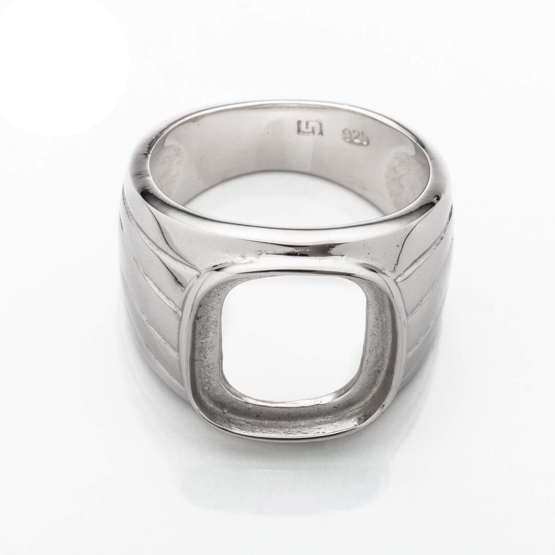 Line Pattern Ring Setting With Rectangular Bezel Mounting in Sterling ...