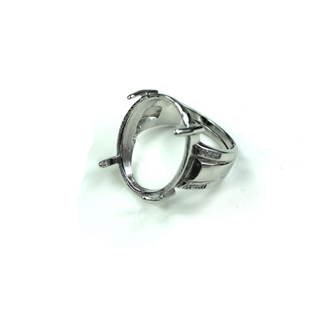 Adjustable Raised Ring Setting With Oval Prongs Mounting in Sterling ...