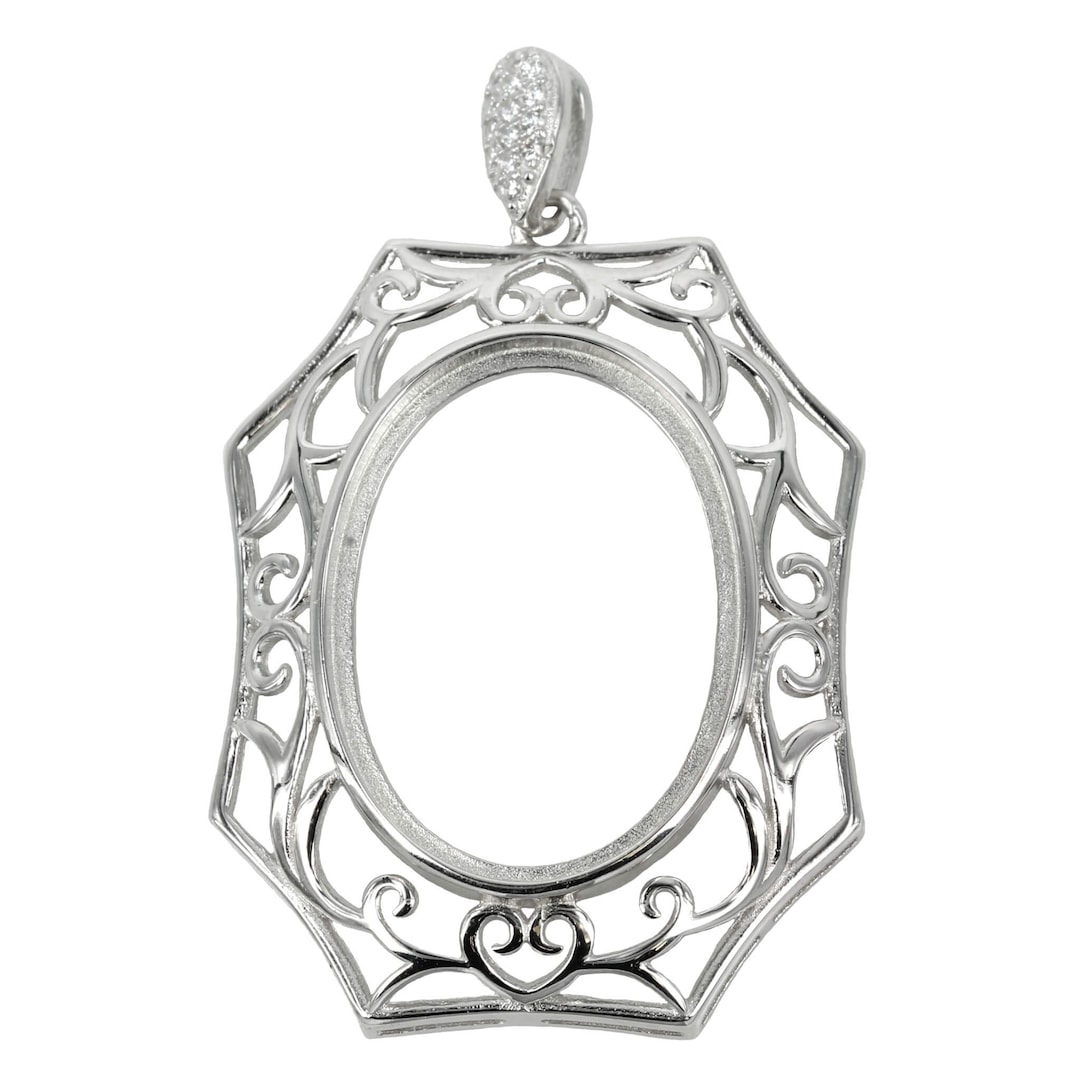 Oval Pendant Setting With Rococo Frame and Oval Bezel Mounting ...