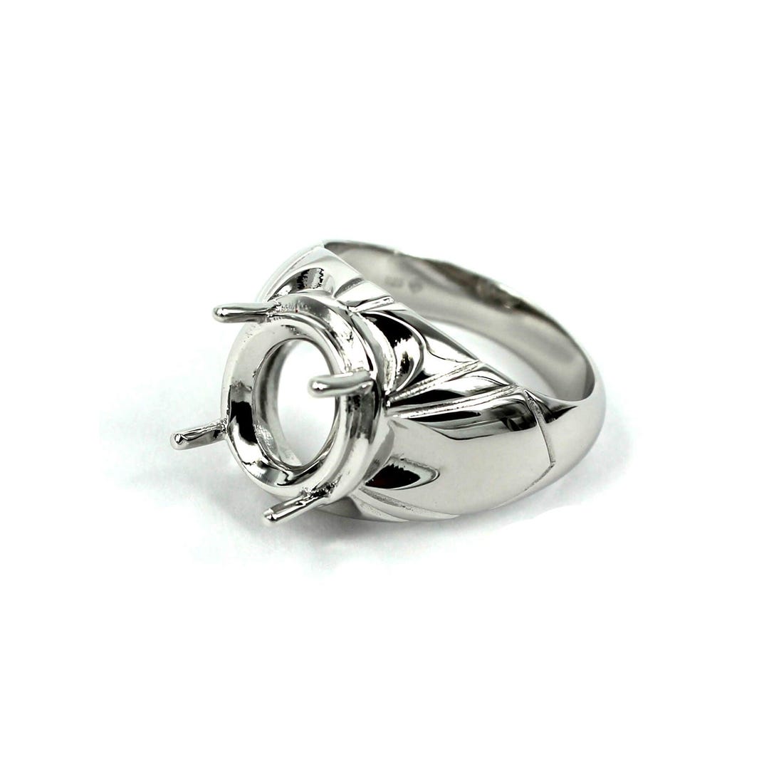 Tapered Ring Setting With Oval Prongs Mounting in Sterling Silver ...