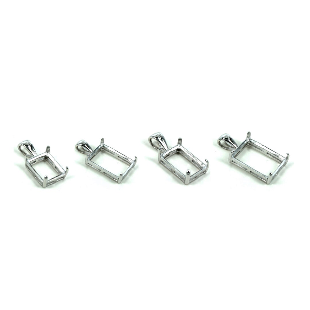 Rectangular Pendant Setting With Rectangular Prongs Mounting Including ...