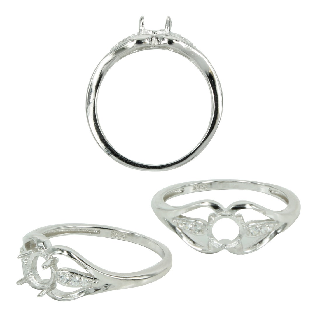 Wide Split Shank Ring Setting With Round Prongs Mounting in Sterling ...