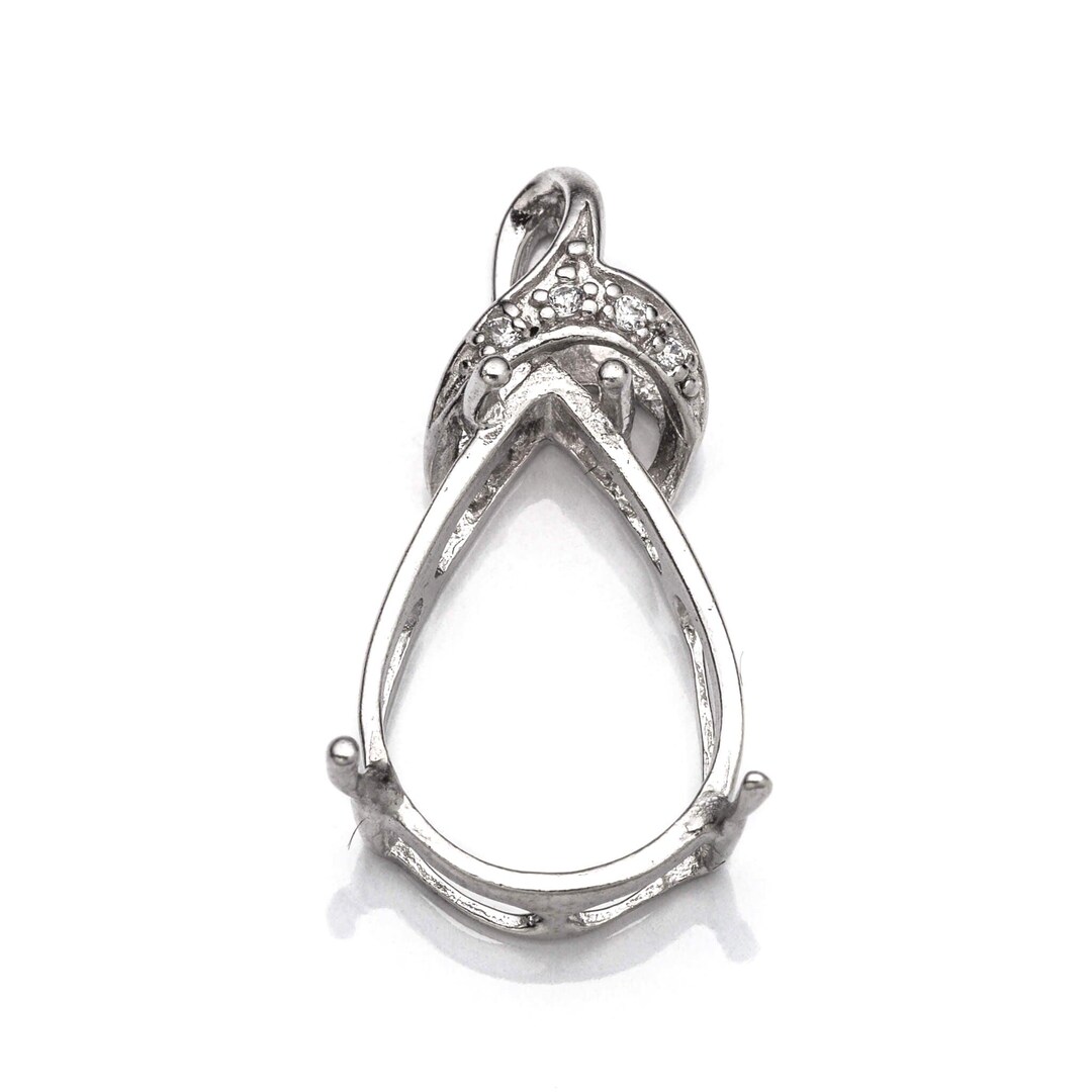 Pear Pendant Setting With Cz's and Pear Shape Prongs Mounting Including ...