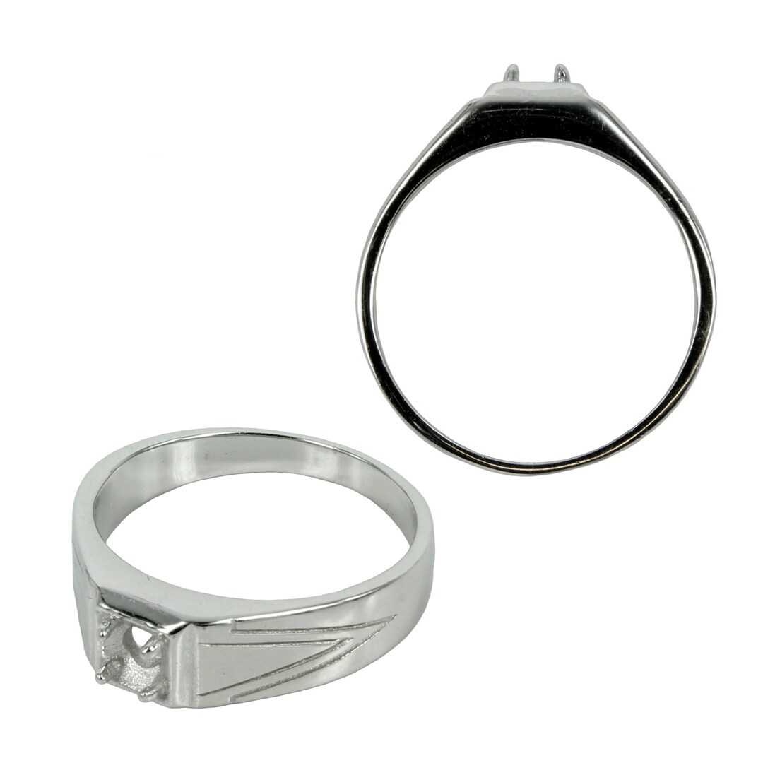 Chevron Decorated Box Style Ring Setting With Round Prongs Mounting in ...