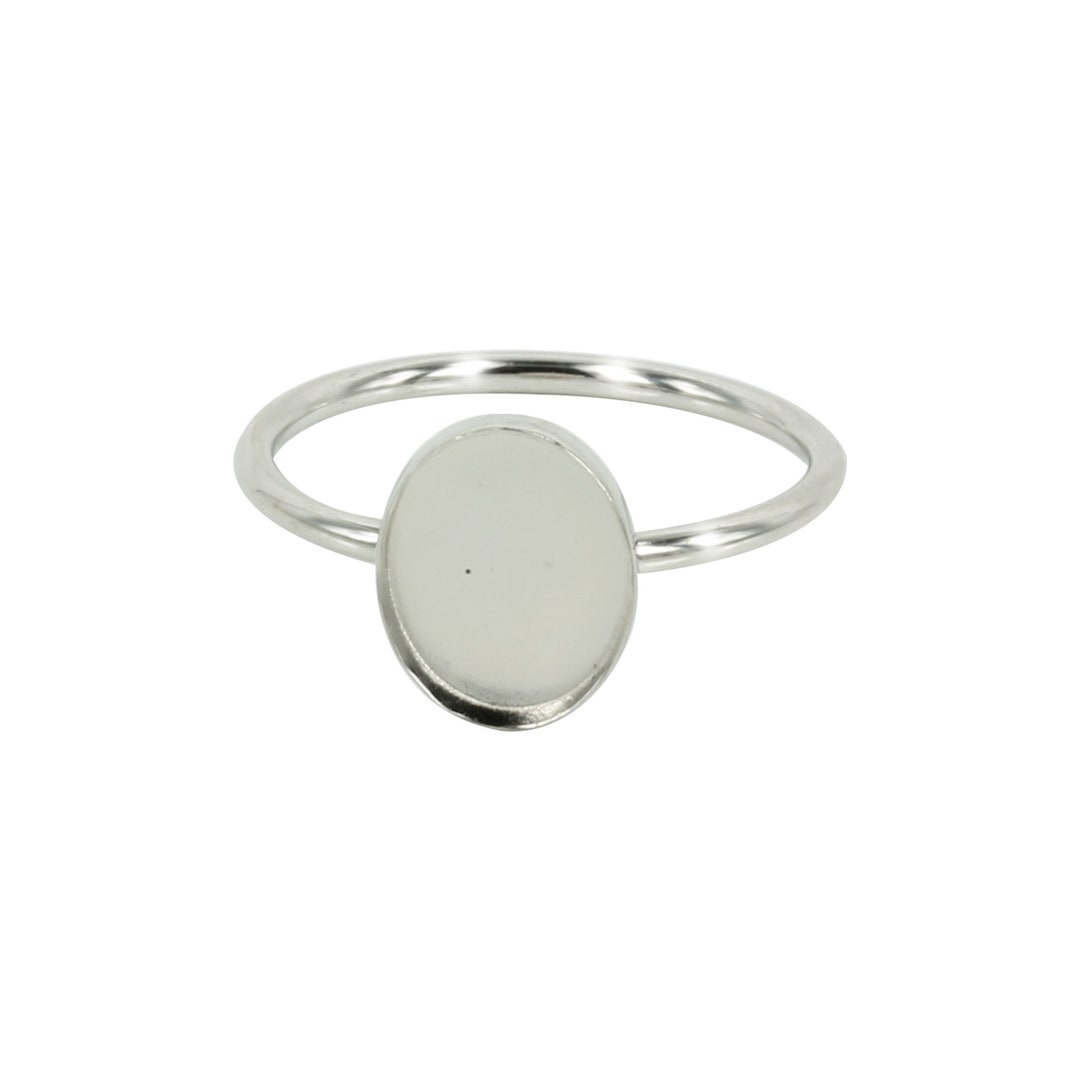 Bezel Ring Setting With Oval Bezel & Cup Mounting in Sterling Silver ...