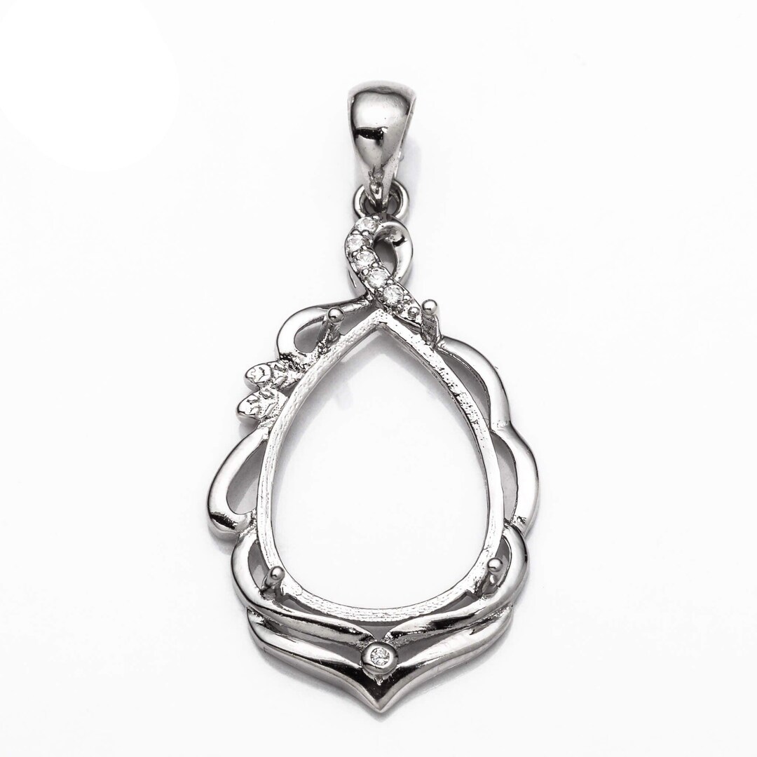 Pear Pendant Setting With Cz's and Pear Shape Prongs Mounting Including ...