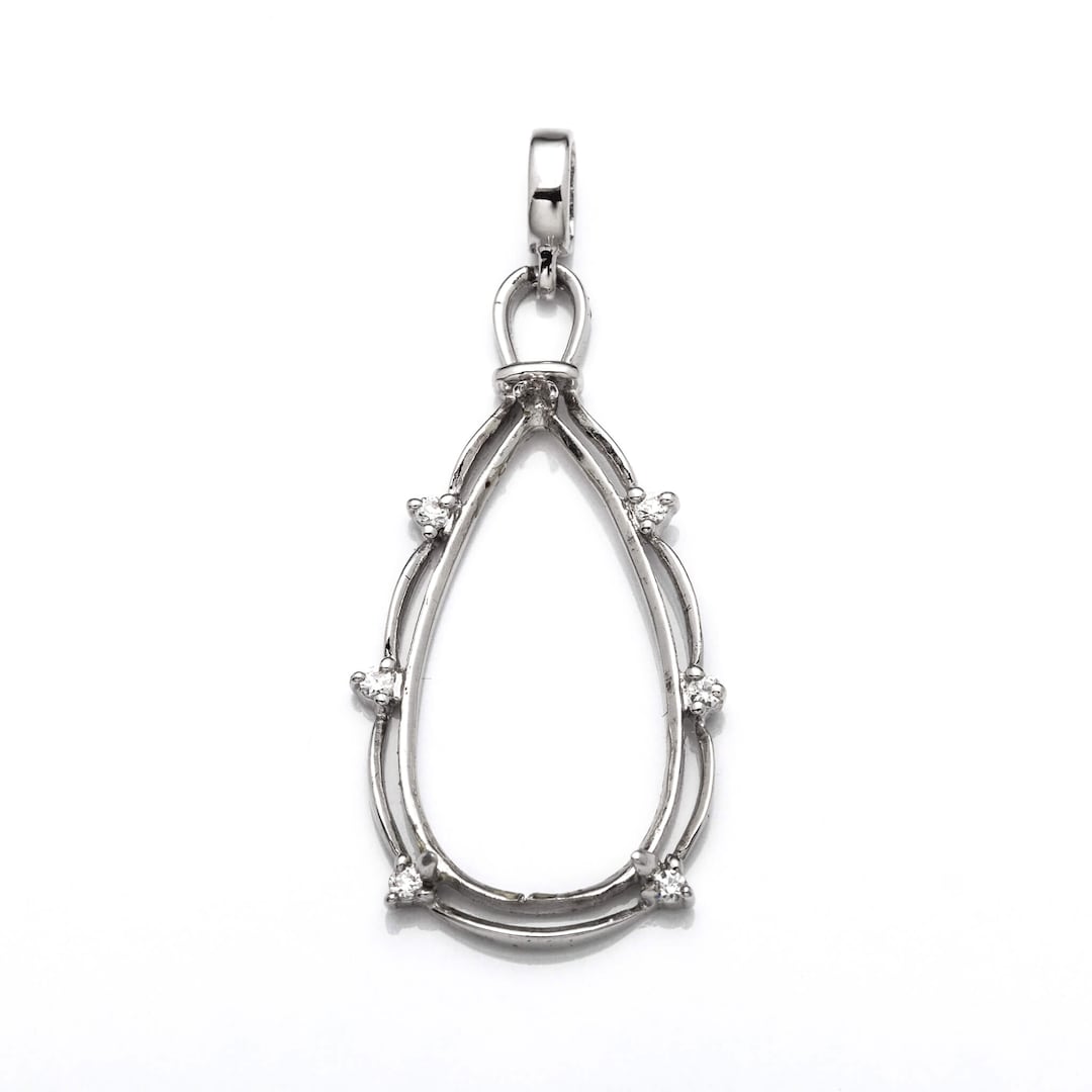 Pear Pendant Setting With Cz's and Pear Shape Prongs Mounting Including ...