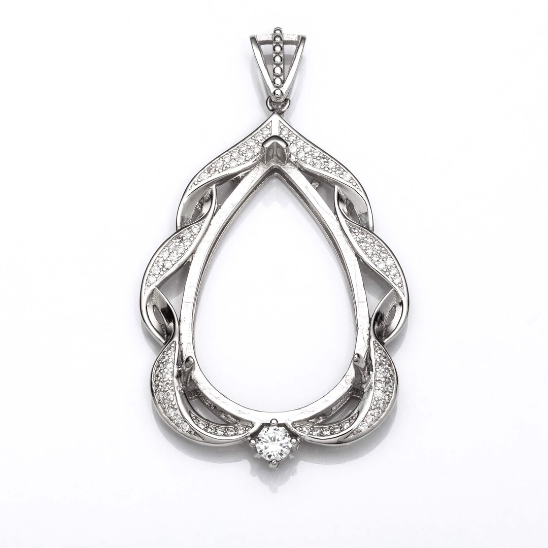 Pear Pendant Setting With Cz's and Pear Shape Prongs Mounting Including ...