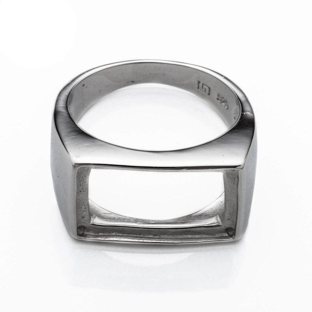 Simple Ring Setting With Rectangular Bezel Mounting in Sterling Silver ...