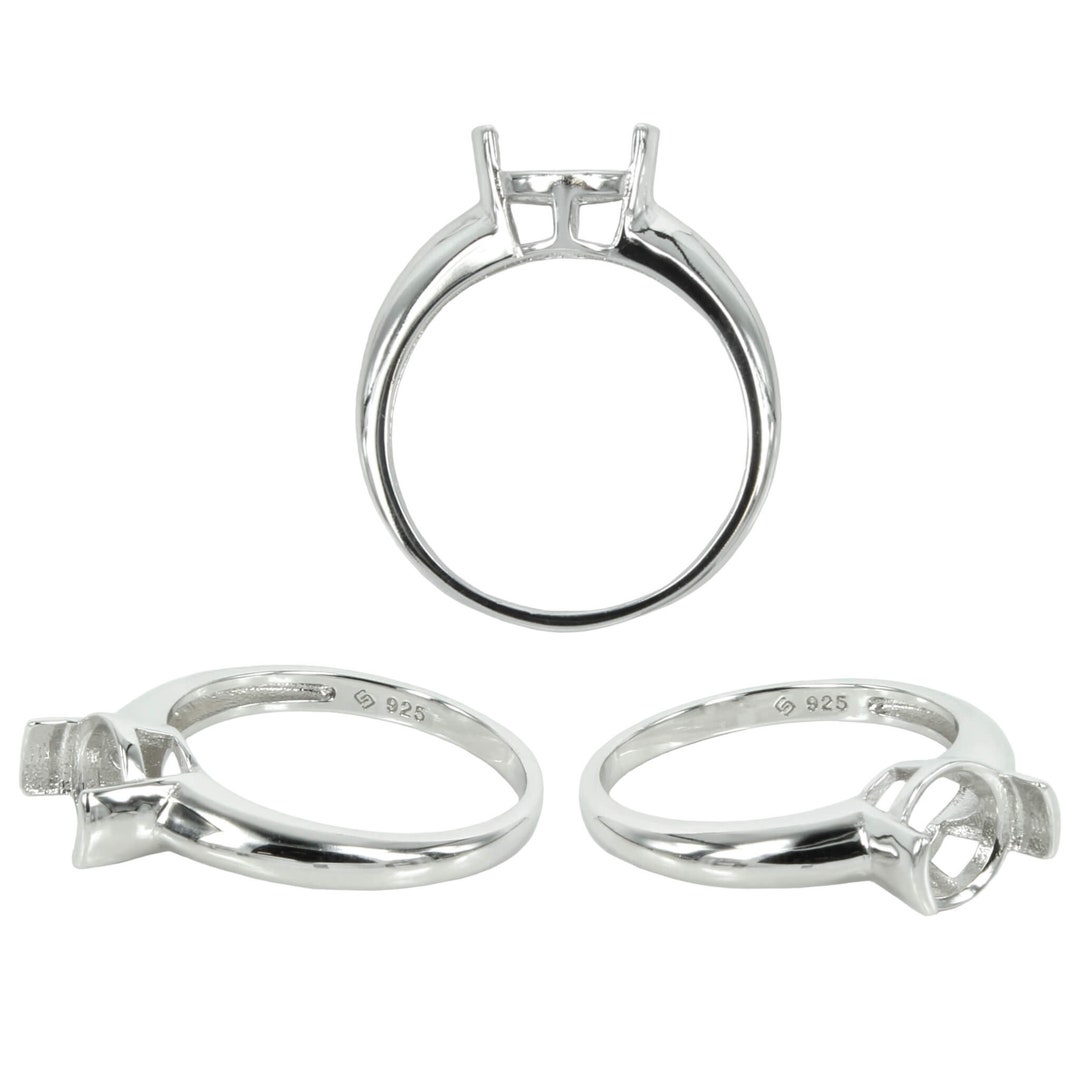 Tall Tab Ring Setting With Tapered Band Round Prongs Mounting in ...