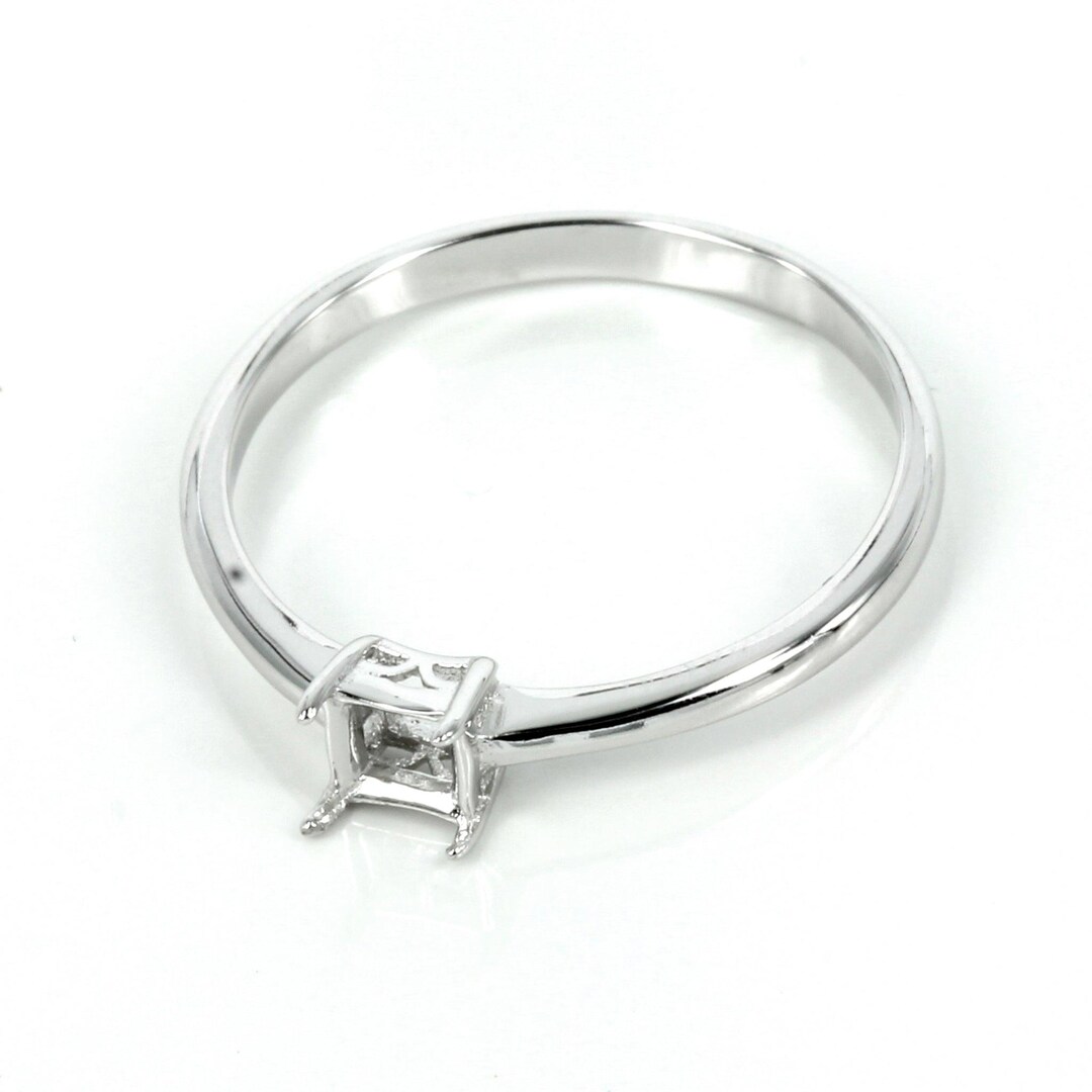 Square Basket Style Ring Setting With Square Prongs Mouting in Sterling ...