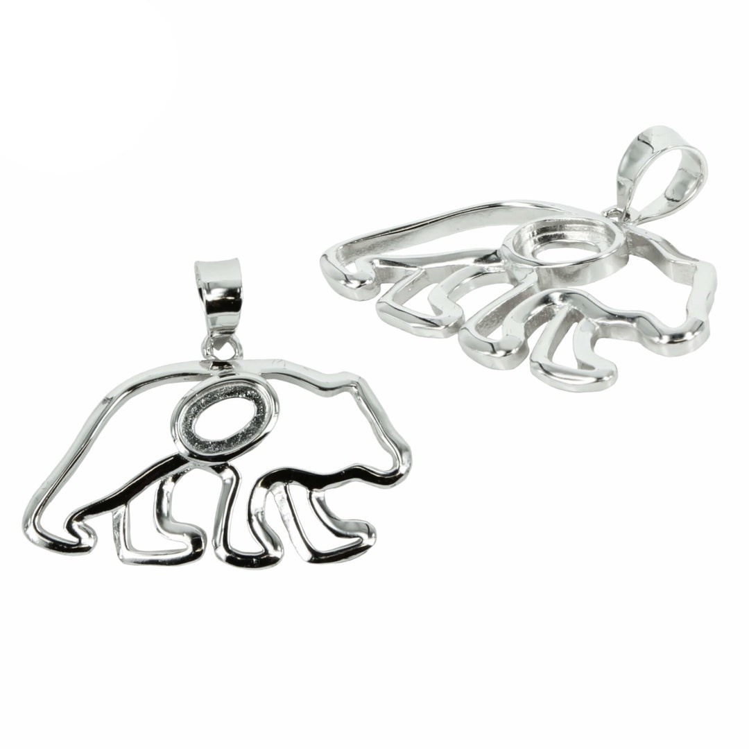 Bear Pendant Setting With Oval Bezel Mounting Including Bail in ...