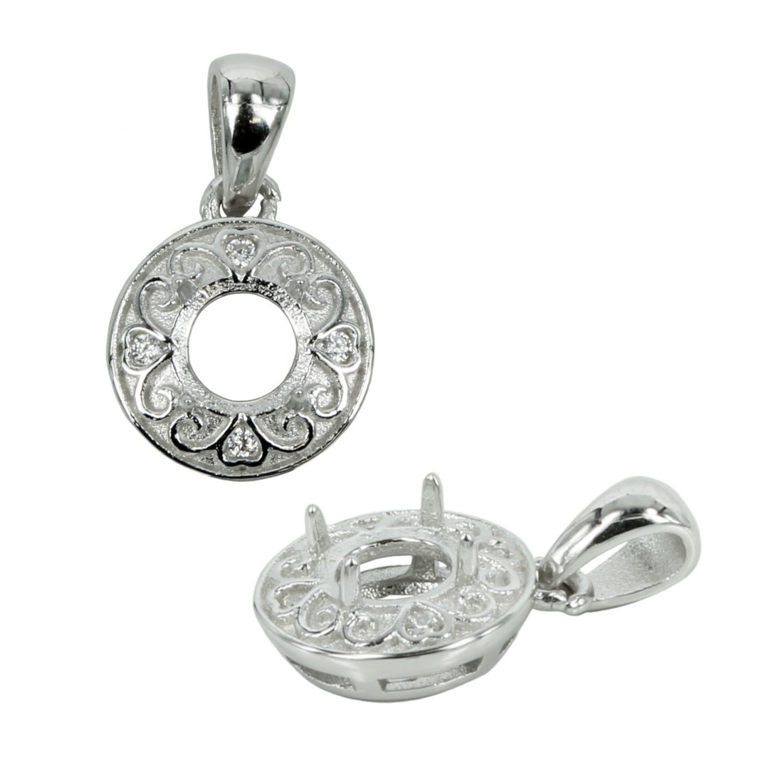 Hearts & Cz's Border Pendant Setting With Round Prongs Mounting ...