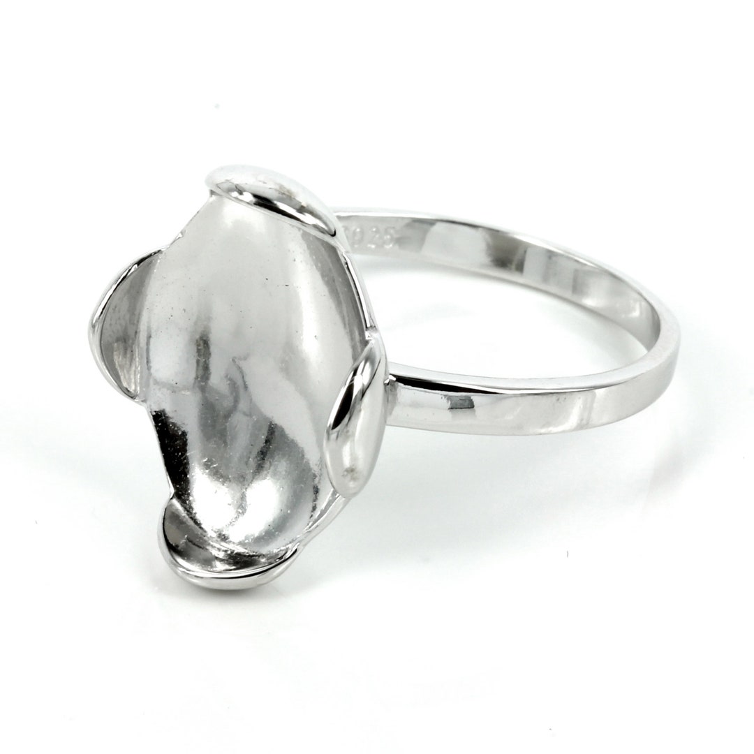 Flower Petal Tab-bezel Style Ring Setting With Oval Bezel & Glue on ...