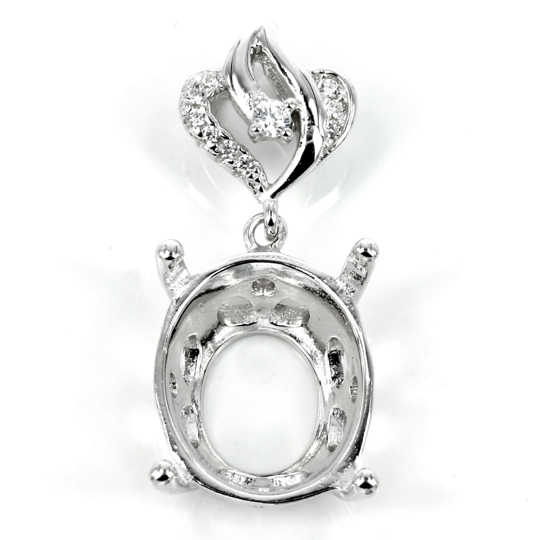 Oval Pendant Setting With Cz's and Oval Prongs Mounting Including Bail ...