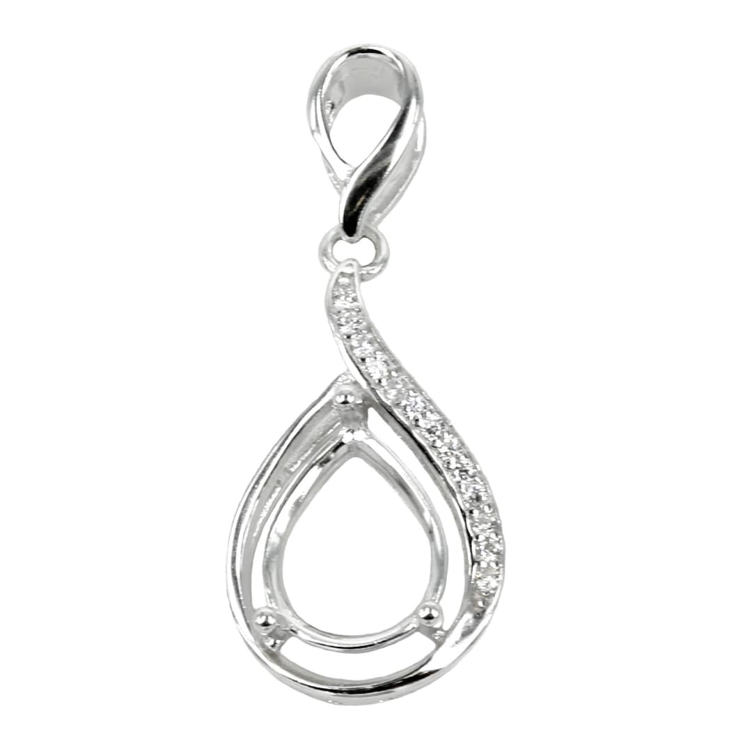 Pear Shaped Pendant Setting With Cz's Set Frame and Pear Prongs ...