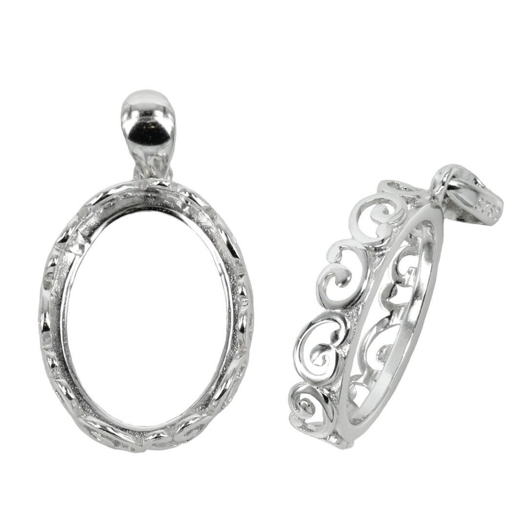 Oval Pendant Setting With Rococo Oval Bezel Mounting Including Bail in ...