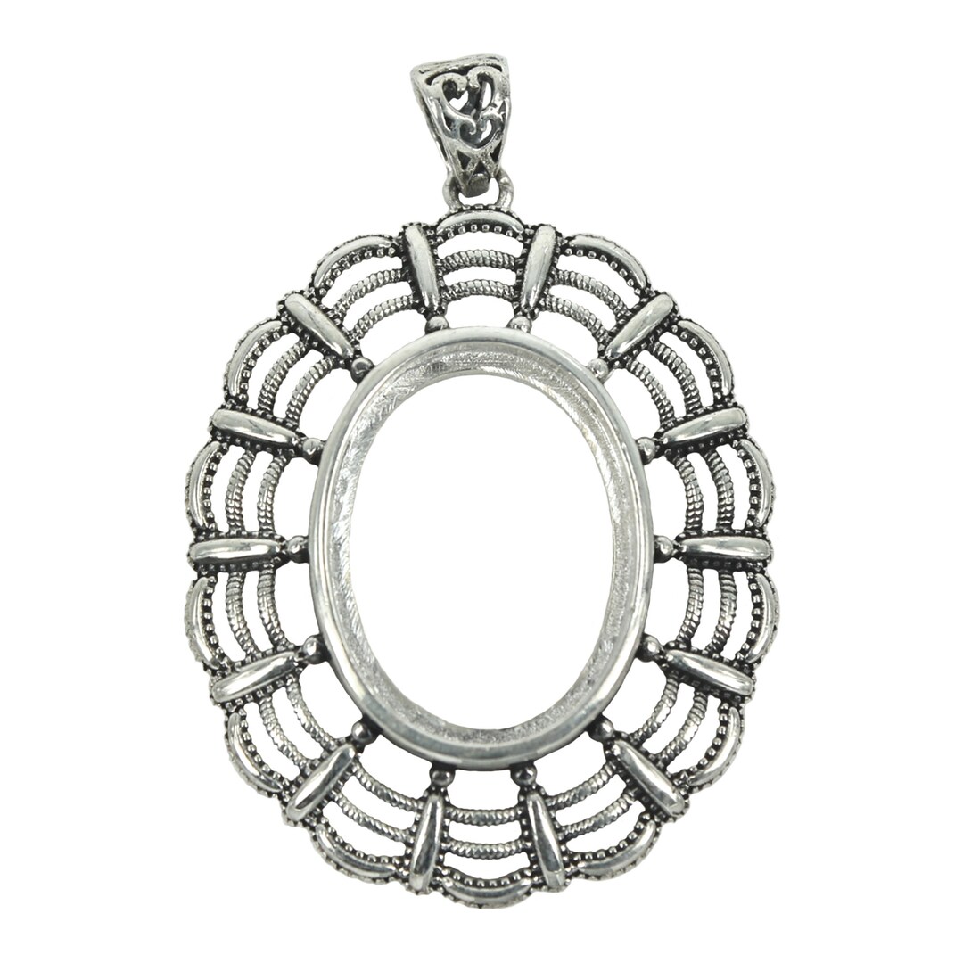 Oval Pendant Setting With Segmented Arcs Border and Oval Mounting ...