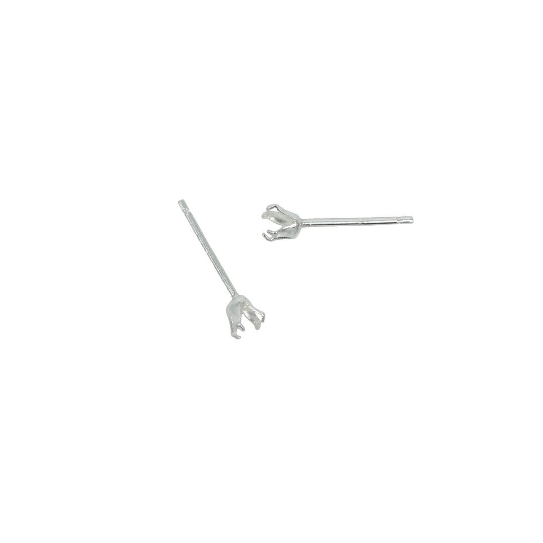 Ear Studs Earrings Settings With Round Crown Prongs Mounting in ...