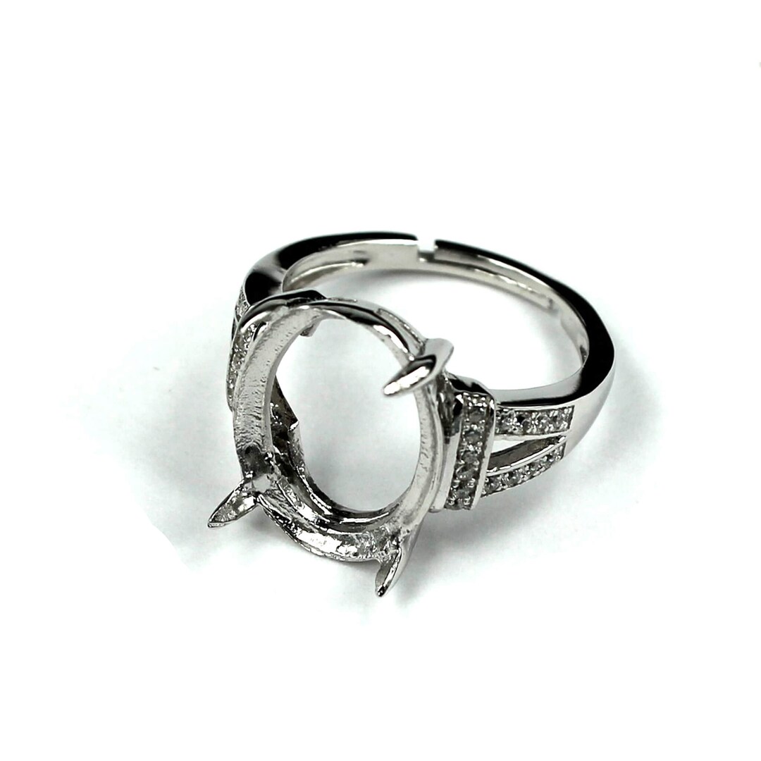 Granular Ring Setting With Oval Prongs Mounting in Sterling Silver ...