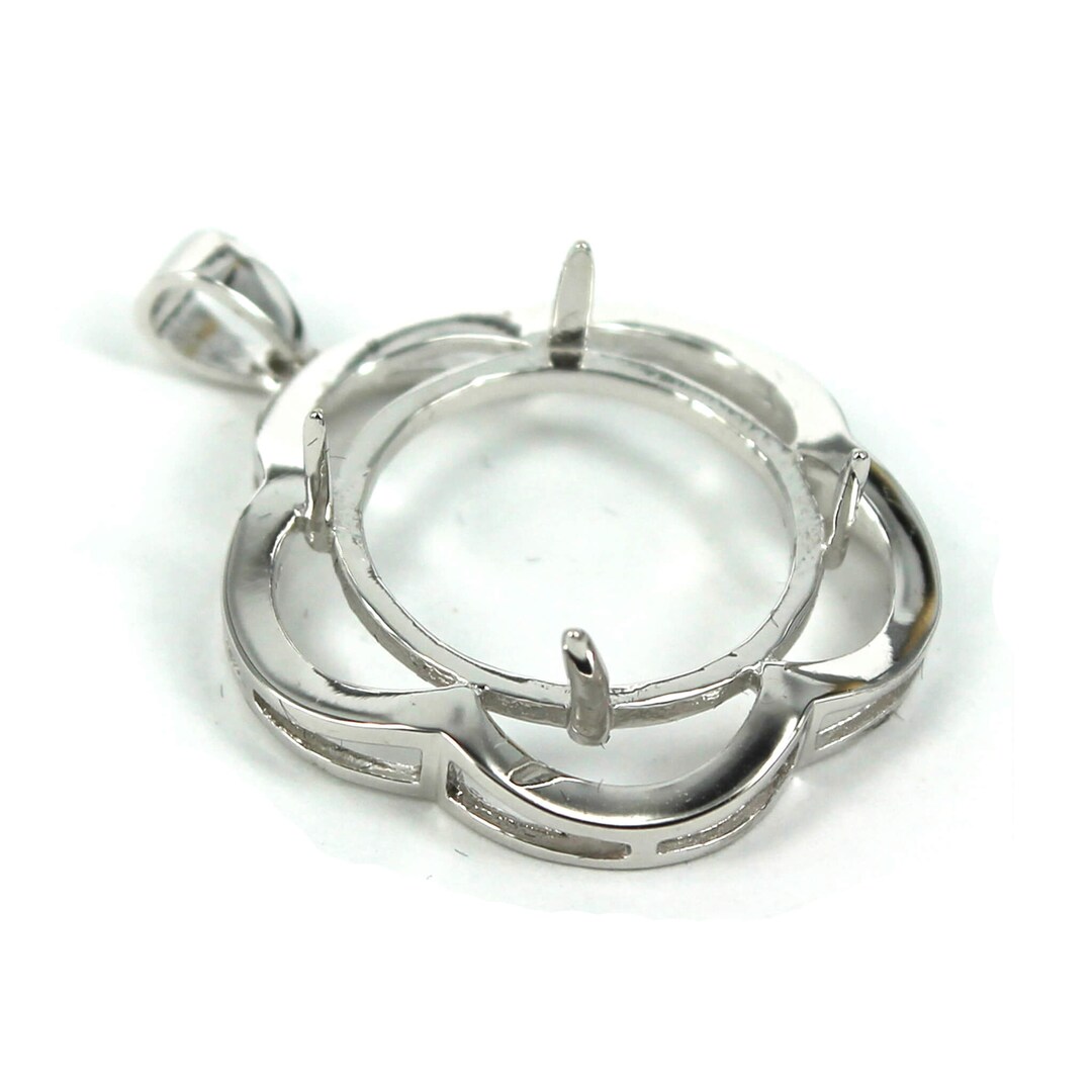 Pendant Setting With Round Prongs Mounting Including Bail in Sterling ...