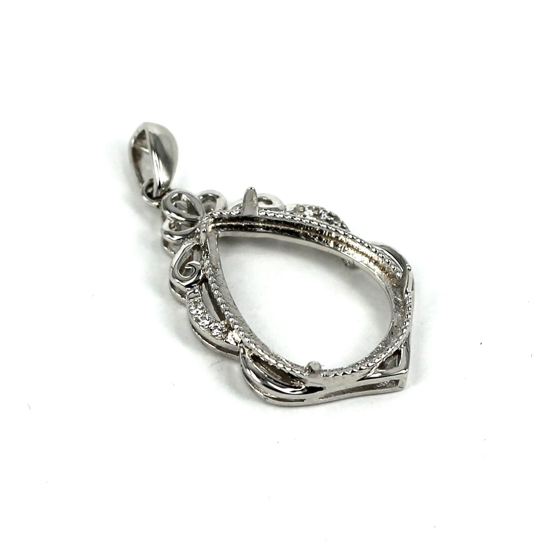 Pear Pendant Setting With Cz's and Pear Shape Prongs Mounting Including ...