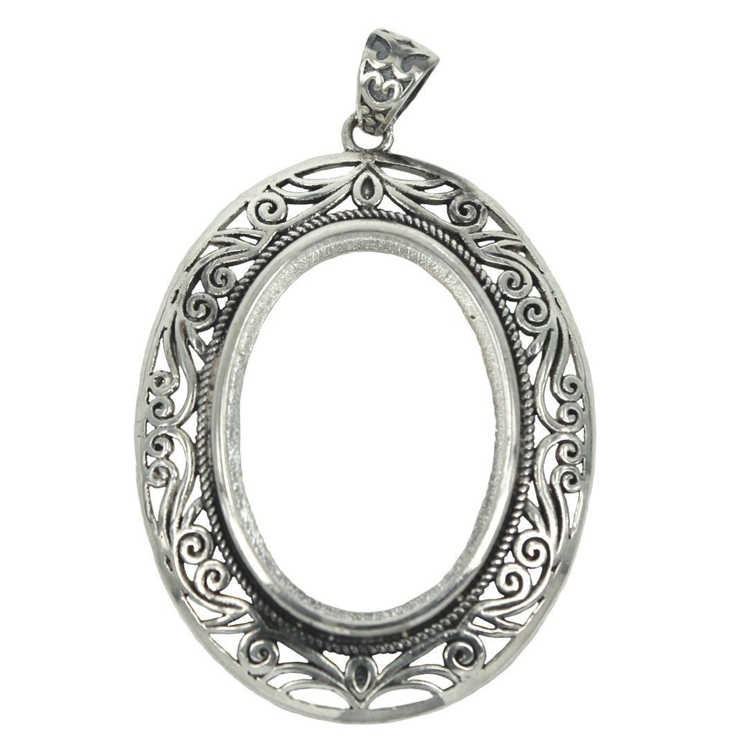 Oval Pendant Setting With Wide Open Rococo Border and Oal - Etsy