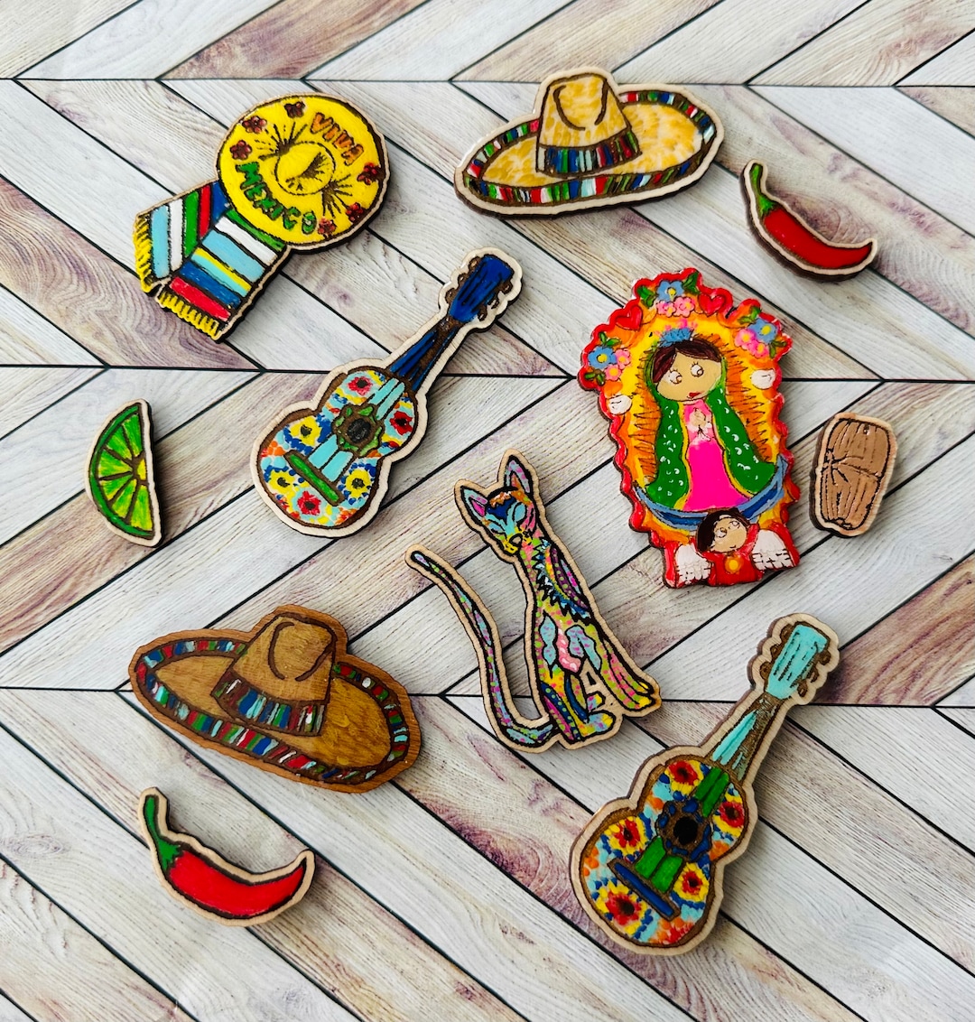 Mexican Theme Fridge Magnets, Cute Magnets, Hispanic Magnets. Hand ...