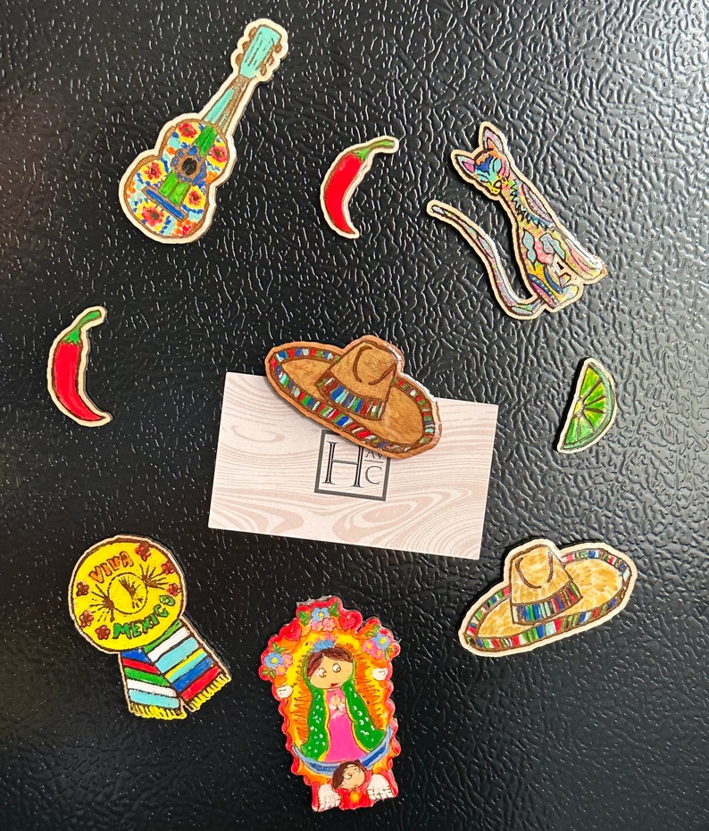 Mexican Theme Fridge Magnets, Cute Magnets, Hispanic Magnets. Hand ...