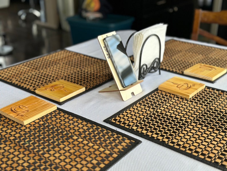 Coffee Square Wood Coasters, Set of 4, Housewarming Gift, Wooden Laser ...