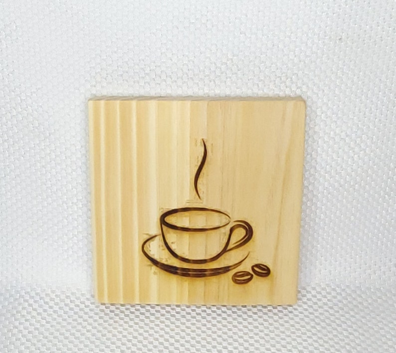 Coffee Square Wood Coasters, Set of 4, Housewarming Gift, Wooden Laser ...