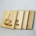 Coffee Square Wood Coasters, Set of 4, Housewarming Gift, Wooden Laser ...