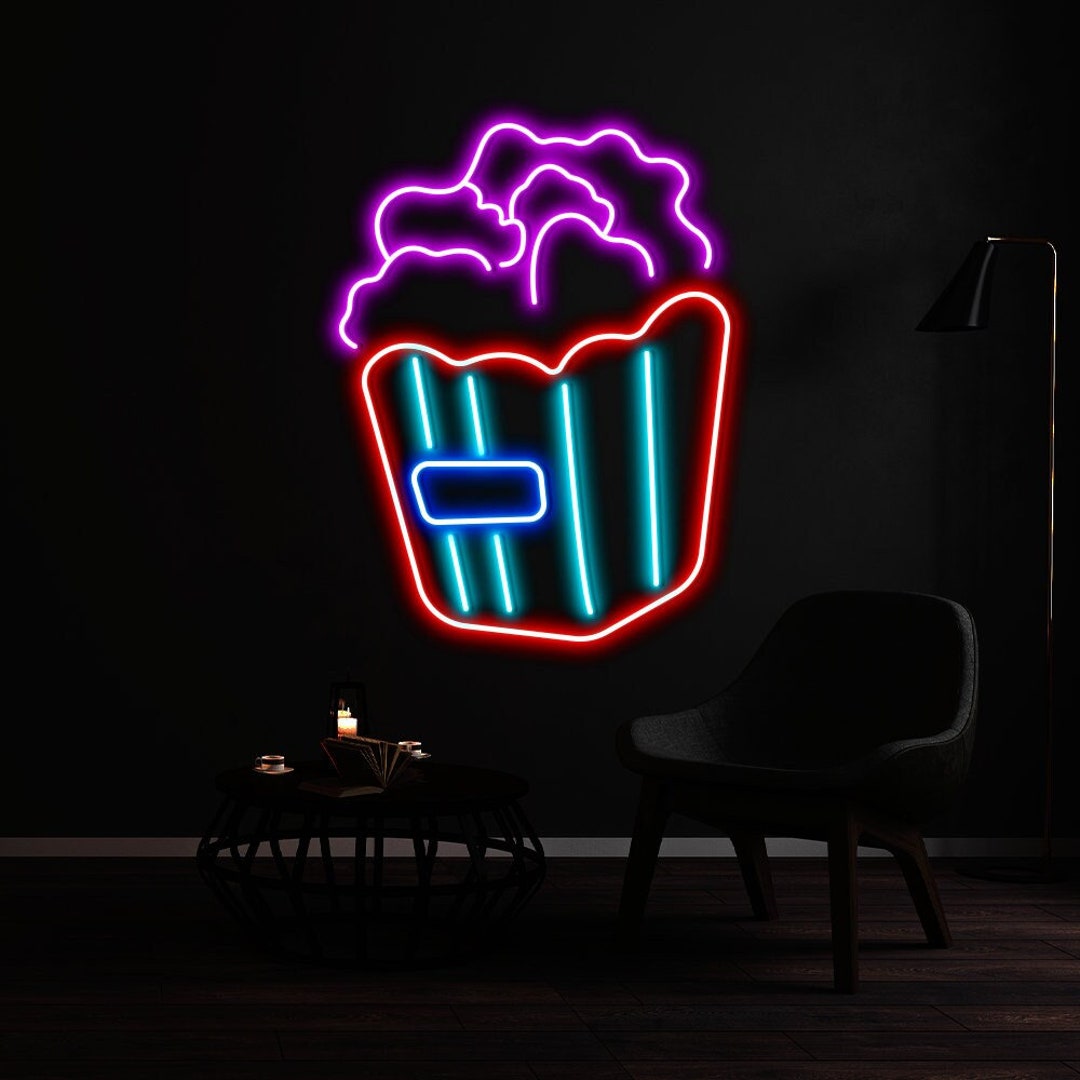 Popcorn Neon Sign Popcorn Light Up Popcorn LED Sign Cinema - Etsy