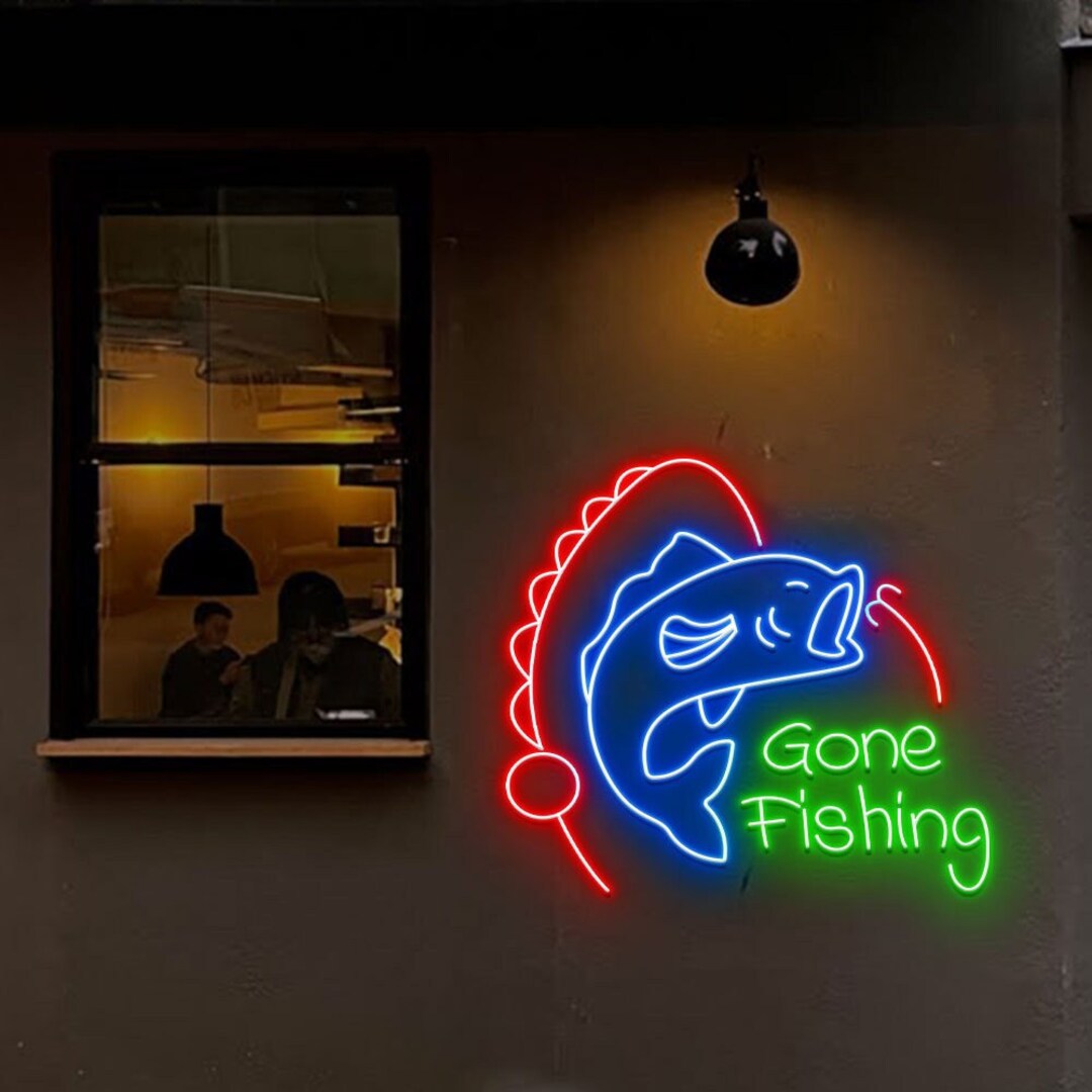 Gone Fishing Neon Signfishing Neon Signfish Neon Lights - Etsy