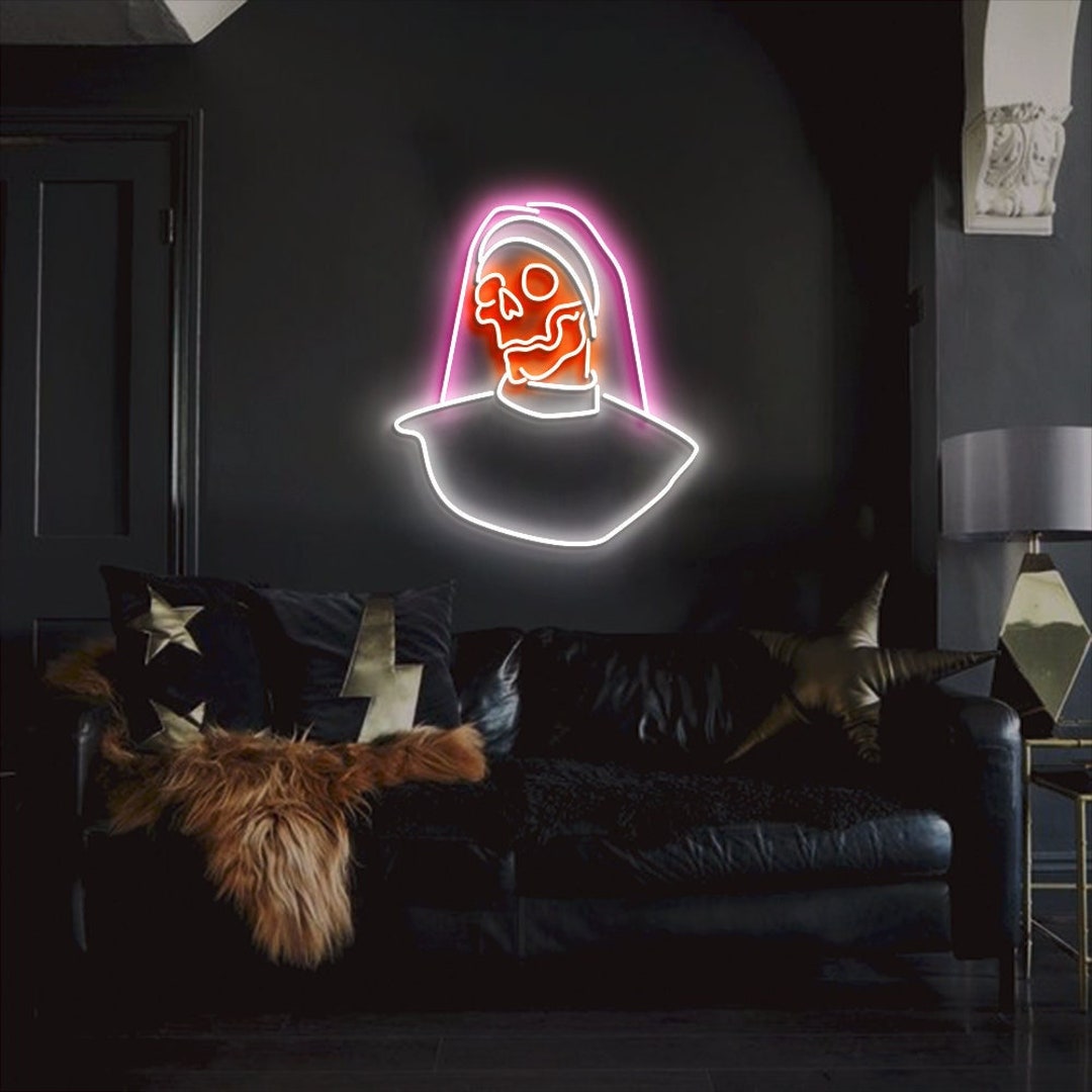 Nun Skull Head Neon Sign Nun Neon LED Skull Ghost Lights - Etsy