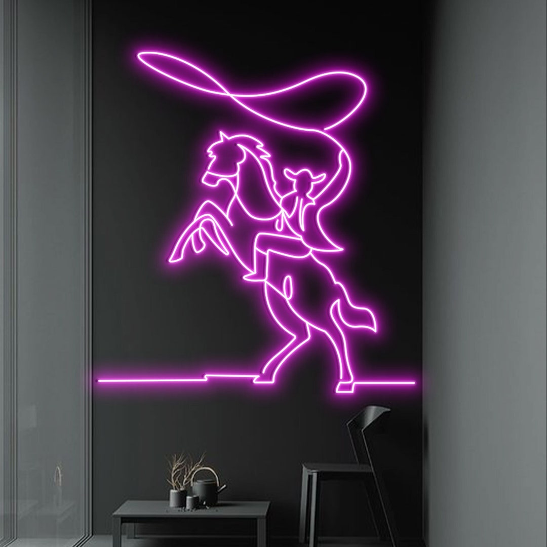 Custom Cowboy Riding Horse Neon Sign Western Rope LED Sign - Etsy