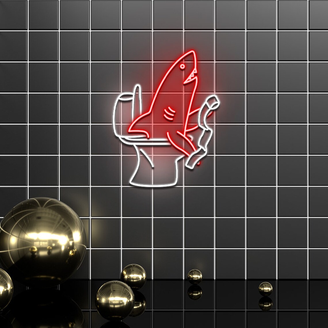 Shark Bathroom Signshark Shower Neon Signfunny Bathroom - Etsy